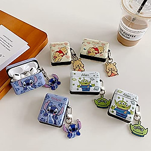 Soft TPU Smooth Blue Stitch Case with Charm and Keychain for Apple AirPods Pro AirPods 2019 Model Walt Disney Disneyland Cartoon Anime Animation Cute Lovely Classic Girls Kids Boys Women