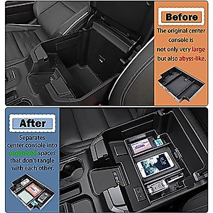 RUNROAD Center Console Organizer Compatible with 2023 Chevy Silverado 1500 /GMC Sierra 1500 & 2024 Silverado/Sierra 1500/2500HD/3500HD Accessories Insert Armrest Tray, Full Console w/Bucket Seats ONLY