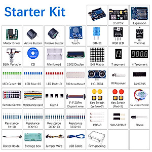 KINREA Project Super Starter Kit with Tutorial, Controller Board, LCD1602, Servo, Stepper Motor, Relay etc. with Arduino IDE Projects K4