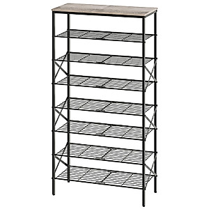 YATINEY 8 Tier Shoe Rack, Shoe Storage Organizer, Large Capacity Shoe Shelf Holds 32 Pairs of Shoes, Durable and Stable, for Entryway, Hallway, Closet, Dorm Room, Greige and Black SS08BG
