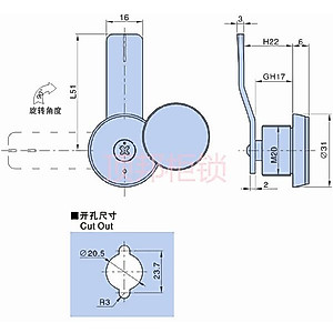 Cabinet Drawer Cam Lock, Letter Post Box Lock,1pcs Waterproof Covered Cam Lock Cabinet Safe Letter Mail Box Key Lock 18mm w/ 2 Keys