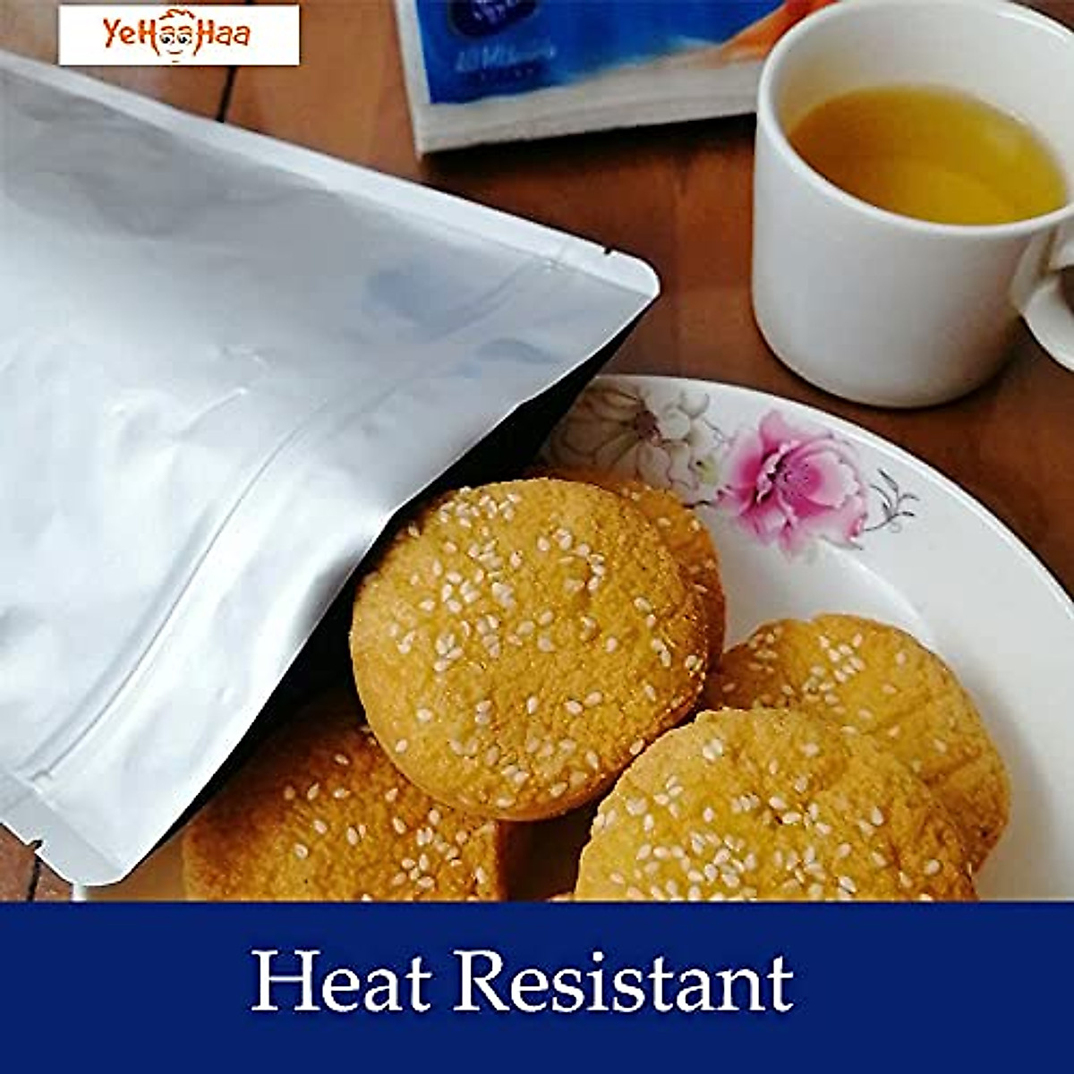 Yehaahaa 52 PCS 7x10 Inch Mylar Bags Extra Thick, 9.84 Mil, Mylar Bags For Food Storage, Resealable Mylar Ziplock Bags For Storing Dehydrated Foods, Grains, Nuts