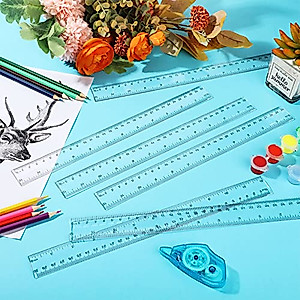 30 Pcs 12 Inch Ruler Bulk Plastic Flexible Rulers with Inches and Centimeters Kids Ruler Straight Measuring Drafting Tools for School Education Families Kids Students (Clear,Plastic)