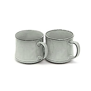 Kook Glazed Coffee Mugs, Ceramic, Microwave & Dishwasher Safe, 15 oz, Java/Slate, Set of 2 (Java/Slate Circled)