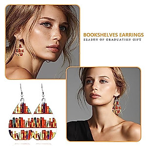 Ouligay Book Earrings Bookshelf Dangle Earrings for Book Lovers Gifts Teacher Earrings Acrylic Bookcase Earrings with Books Shelves Handmade Library Earrings for Teacher Appreciation Gifts
