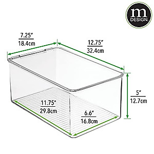 mDesign Plastic Stackable Toy Storage Bin Container Box with Hinge Lid for Organizing Living Room, Play Room, Bedroom, Nursery, Hold Blocks, Puzzles, Books, Lumiere Collection, 2 Pack - Clear
