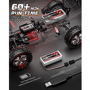 caivun 1:14 Scale Big RC Car, RC Cars 4WD Off Road Hobby Trucks 40+ KM/H High Speed Remote Control Car with Two 1500mAh Batteries, 2.4GHz All Terrain Toy Vehicle Crawler Gift for Adults Teens Boys