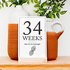 Baby Milestone Cards (19+11) - Weekly Baby Milestone Signs w/Hello World Newborn Sign, Pregnancy Announcement Sign - Giftable Baby Milestones Props