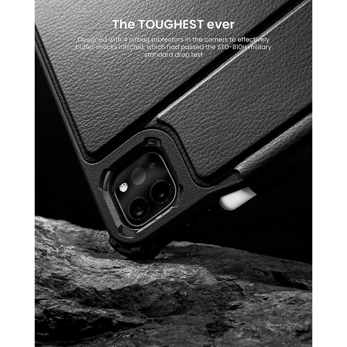 tomtoc iPad Pro Case Ultra Detachable for 11-inch iPad Pro 4th/3rd Gen (M2&M1), Protective Case with Airbag Protectors & 3 Magnetic Stand Modes Cover, Supporting Wireless Apple Pencil Charging