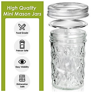 moniko Mini Mason Jars,Canning Jars,6 oz Mason Jars With Lids,Small Glass Jars Ideal for Food Storage, Jam, Spice,Candle,Honey,Wedding Favors(12 PACK)