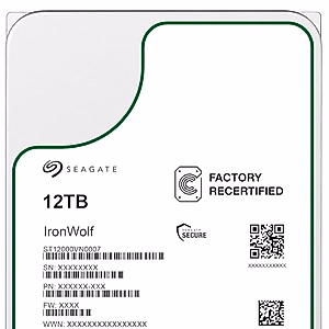 Seagate (Recertified) 12TB IronWolf NAS SATA Hard Drive 6Gb/s 256MB Cache 3.5-Inch Internal Hard Drive for NAS Servers, Personal Cloud Storage (ST12000VN0007)