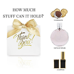 KPOSIYA Small Gift Bags, 50 Pack Small Thank You Bags 4.5x1.8x3.9 Inches Party Favor Bags White Paper Gift Bags Candy Bags with Bow Ribbon,Mini Gift Bags for Wedding Baby Shower Birthday Bridal