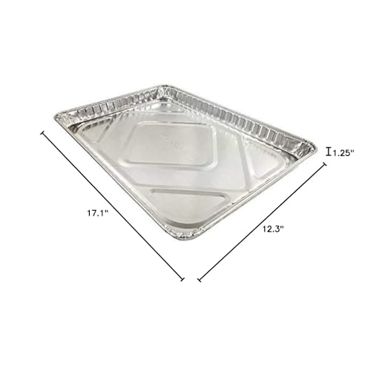 1/2 Size Sheet Cake Aluminum Foil Pan w/Clear Low Dome Lid (Pack of 10 Sets) 17.1 L x 12.3 W x 1.25 D