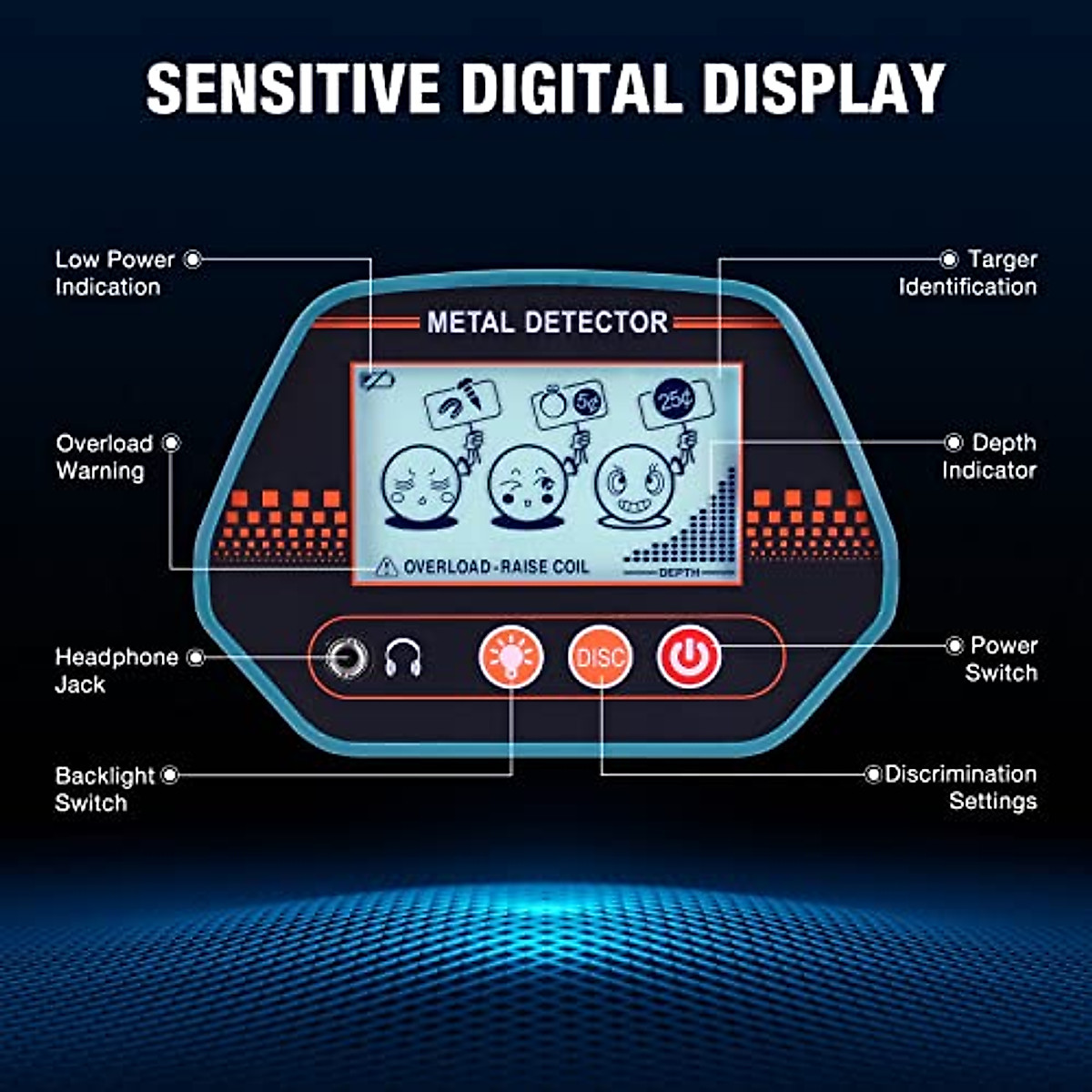 Metal Detector for Kids - 8 Inch Waterproof Kid Metal Detectors Gold Detector Lightweight Search Coil Adjustable Metal Detector for Junior & Youth with High Accuracy