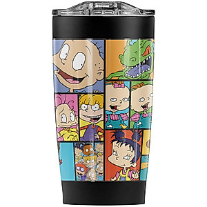 Logovision Rugrats Character Squares Stainless Steel 20 oz Travel Tumbler, Vacuum Insulated & Double Wall with Leakproof Sliding Lid
