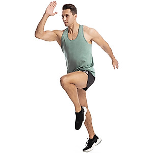 Vislivin Workout Tank Tops for Men Quick Dry Y-Back Tanks Bodybuilding Sleeveless Shirts-4 Packs Black/Sky Blue/Grey/ArmyGreen XXL