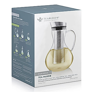 Teabloom Multi-Brew Glass Teapot + Kettle + Pitcher (51 OZ / 1.5 L / 6 CUPS) – Brew and Serve Hot Tea, Iced Tea, Cold Brew Tea and Fruit Infused Water – Formosa Tea Maker