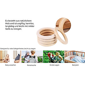 Wood Teething 10Pcs Wood Teething Rings Baby Infant Teether Wooden Bracelet DIY Craft Pacifiers Teethers Teething Relief Baby Wooden Teether Accessories Pendant Connector