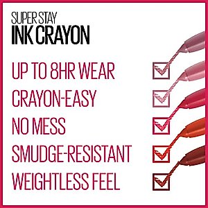 Maybelline SuperStay Ink Crayon Matte Longwear Lipstick With Built-in Sharpener, Know No Limits, 0.04 Ounce