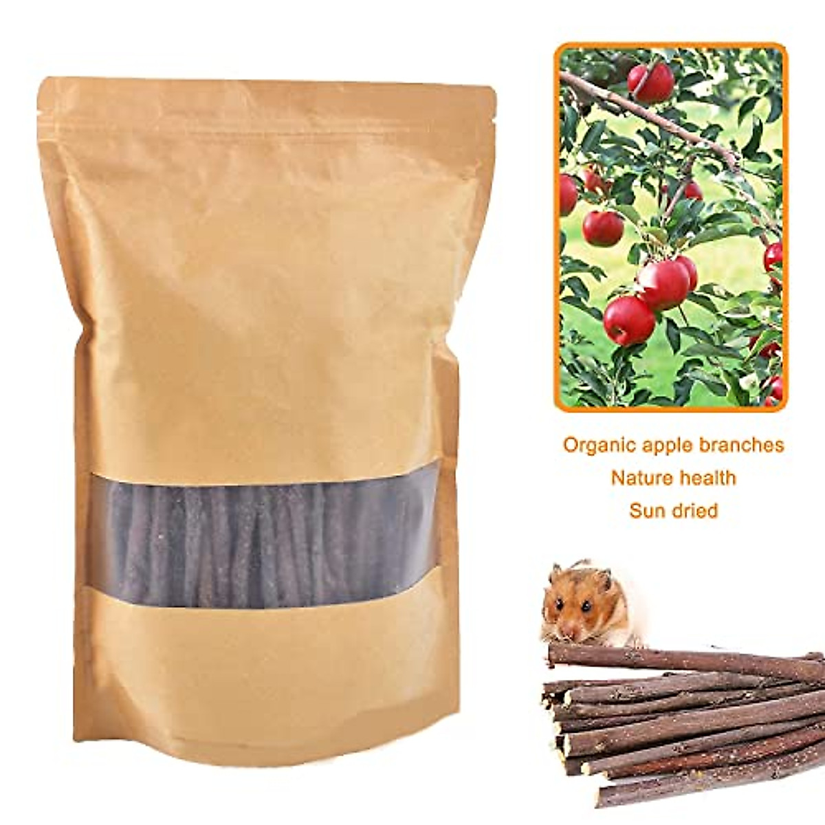 antiai Guinea Pig Toys Apple Sticks Timothy Hay Sticks 2 Combination, Rabbit Toy Bunny Treats Natural Hamster Chinchilla Rat Gerbil Chew Toys for Teeth Care