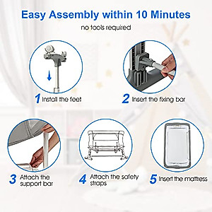 INFANS 3 in 1 Baby Bassinets, Bedside Sleeper for Newborn, Folding Crib with Mattress, Travel Bag, Wheels, 4-Sided Mesh, Easy to Assemble Cradle Co Sleeper Stationary, Rock (Pink)