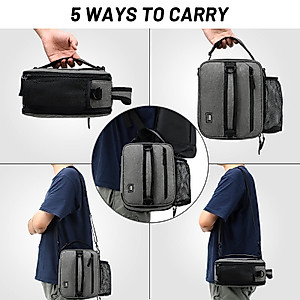 MIER Expandable Lunch Bag Insulated Lunch Box for Men to Work Travel Portable Lunchbox Bags with Shoulder Strap and Water Bottle Holder, Grey