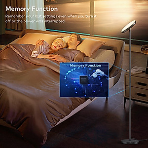 WOWLUMEN Floor Lamp,Bright 36W 3500LM Standing Lamp with Remote, 2700K Soft White to 6500K Cool White Adjustable,Touch Control Dimmable Torchiere Tall Lamp for Living Room,Bedroom,Office,Sofa(Black)