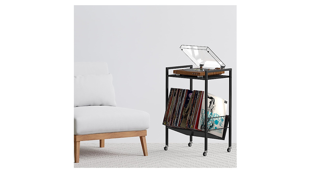 NORCEESAN Record Player Stand Turntable Stand with Record Storage 2 ...