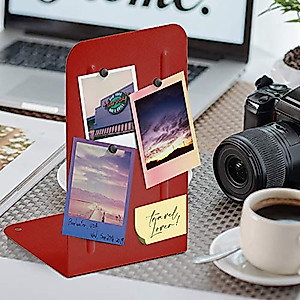 Acrimet Premium Metal Bookends (Heavy Duty) (Red Color) (1 Pair)