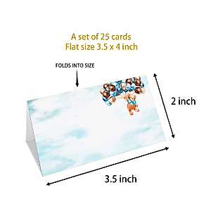 Shower Bear Place Cards Tent Style Cards – 25 Cards per Pack Shower Bear Party Supplies Decorations (TAIKA-009)
