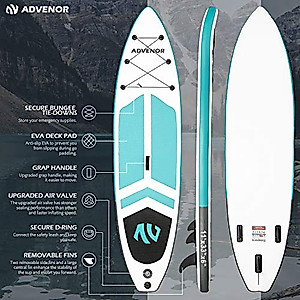 ADVENOR Paddle Board 11'x33 x6 Extra Wide Inflatable Stand Up with SUP Accessories Including Adjustable Paddle,Backpack,Waterproof Bag,Leash,and Hand Pump,Repair Kit (Green)