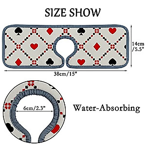 Kitchen Faucet Absorbent Mat 4 Pieces Black Red Hearts Geometric Faucet Sink Splash Guard Bathroom Counter and RV,Faucet Counter Sink Water Stains Preventer