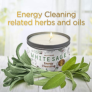 MAGNIFICENT 101 White Sage Smudge Candle for House Energy Cleansing, Banishes Negative Energy I Purification and Chakra Healing - Natural Soy Wax Tin Candle