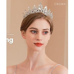 Kamirola Silver Crystal Tiaras for Women, Wedding Tiaras and Crowns for Women Tiaras Birthday Party Princess Queen Crown Hair Accessories Bride Rhinestone headbands for women