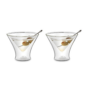 Outset Double Wall Glasses, Martini Glasses, Set of 2, Borosilicate Glassware