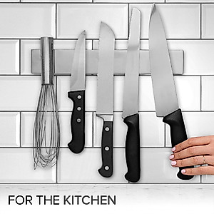 Modern Innovations 10 Inch Stainless Steel Magnetic Knife Bar with Multipurpose Use as Knife Holder, Knife Rack, Knife Strip, Kitchen Utensil Holder, Tool Holder, Art Supply Organizer, Home Organizer