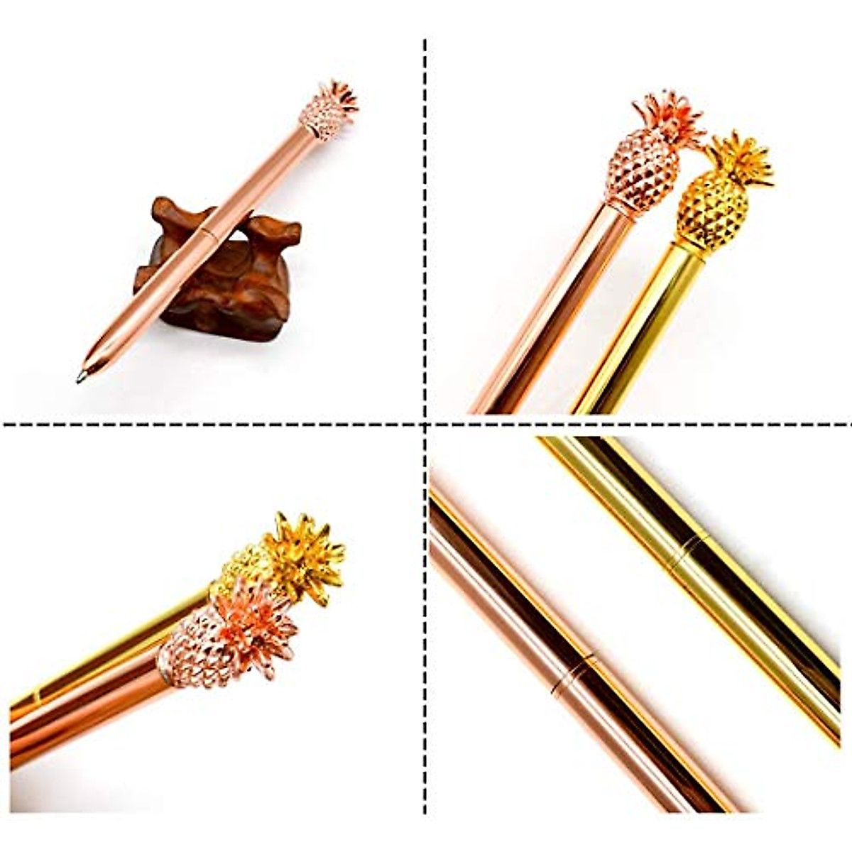 JeVenis Set of 5 Pineapple Pens Ballpoint Pens with Pineapple Pencil Pouch Bags Ins Style Pineapple Notes Stickers for Office Gift