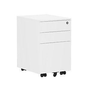 3 Drawer File Cabinet with Lock, Mobile Rolling File Cabinet, Under Desk File Cabinet Fully Assembled Except Casters, Metal Small Filing Cabinet for Home Office