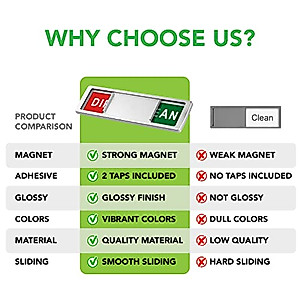 Dishwasher Magnet, Clean Dirty Sign Indicator for Dishwasher Non-Scratch Easy to Read and Strong Slide for Changing Signs, Sleek and Convenient Design, Heavy Duty Magnet with Optional Stickers