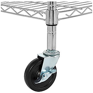 Amazon Basics 5-Shelf Adjustable, Heavy Duty Storage Shelving Unit on 4'' Wheel Casters, Metal Organizer Wire Rack, 30" L x 14" W x 64.8" H, Chrome