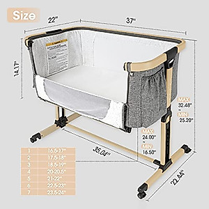 Li'l Pengyu Baby Crib Incline Portable Bassinet Bedside Sleeper Co Sleeper with Mattress Pad and Carry Bag