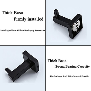 LJLink Single Black Hook Wall Clothes Hook Stainless Steel Heavy Duty Modern Bath Hook for Coat Robe Towel Hat Hanger Home Bathroom Kitchen Bedroom Hotel Toilet Garage, 1 Pack