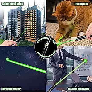 FUOOX Green Laser Pointer High Power Tactical Flashlights, Long Range 20000 Feet Powerful Flashlight with Laser Pointer, USB Rechargeable Laser Pointer for Presentations