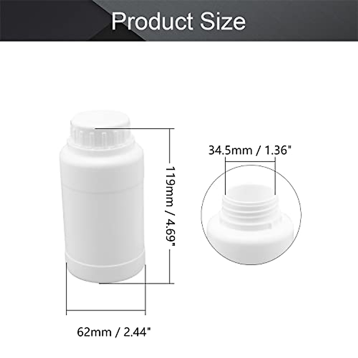 Othmro 5Pcs 8.45oz/250ml Plastic Bottles, Lab Cylindrical Chemical Reagent Bottle, Wide Mouth Laboratory Reagent Polyethylene Bottle, Sample Sealing Liquid Storage Container for Food Store White