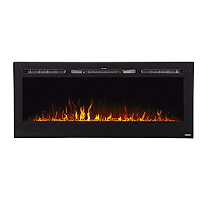 Touchstone Smart Electric Fireplace-The Sideline® 50 Inch Wide-in Wall Recessed-30 Realistic Ember Color/Flame Options-1500W Heater w/Thermostat-Black-Log & Crystal Hearth Options -Alexa®/WiFi Enabled