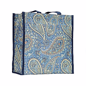 Signare Wildflower Paisley Blue Grocery Shopping Tote Bag for Women Tapestry/SHOP-PAIS