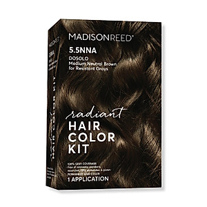 Madison Reed Radiant Hair Color Kit, Medium Neutral Brown for 100% Gray Coverage of Resistant Gray Hair, Ammonia-Free, 5.5NNA Dosolo Brown, Permanent Hair Dye, Pack of 1