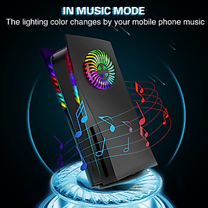 Joso Face Plates Cover and RGB LED Light Strip for PS5 Disc Edition Console, Shell Plates with Fan Vents for PS5 Accessories, Music Sync with 8 Colors 400+ Lighting Effects for PS5, ABS Anti-Scratch