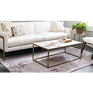 Unique Loom Aberdeen Collection Traditional Vintage Inspired Tone Textured Area Rug, 9 ft x 12 ft, Violet/Ivory