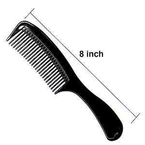 LUXXII - (6 Pack) 8 inch Black Styling Essentials Round Handle Comb Pocket